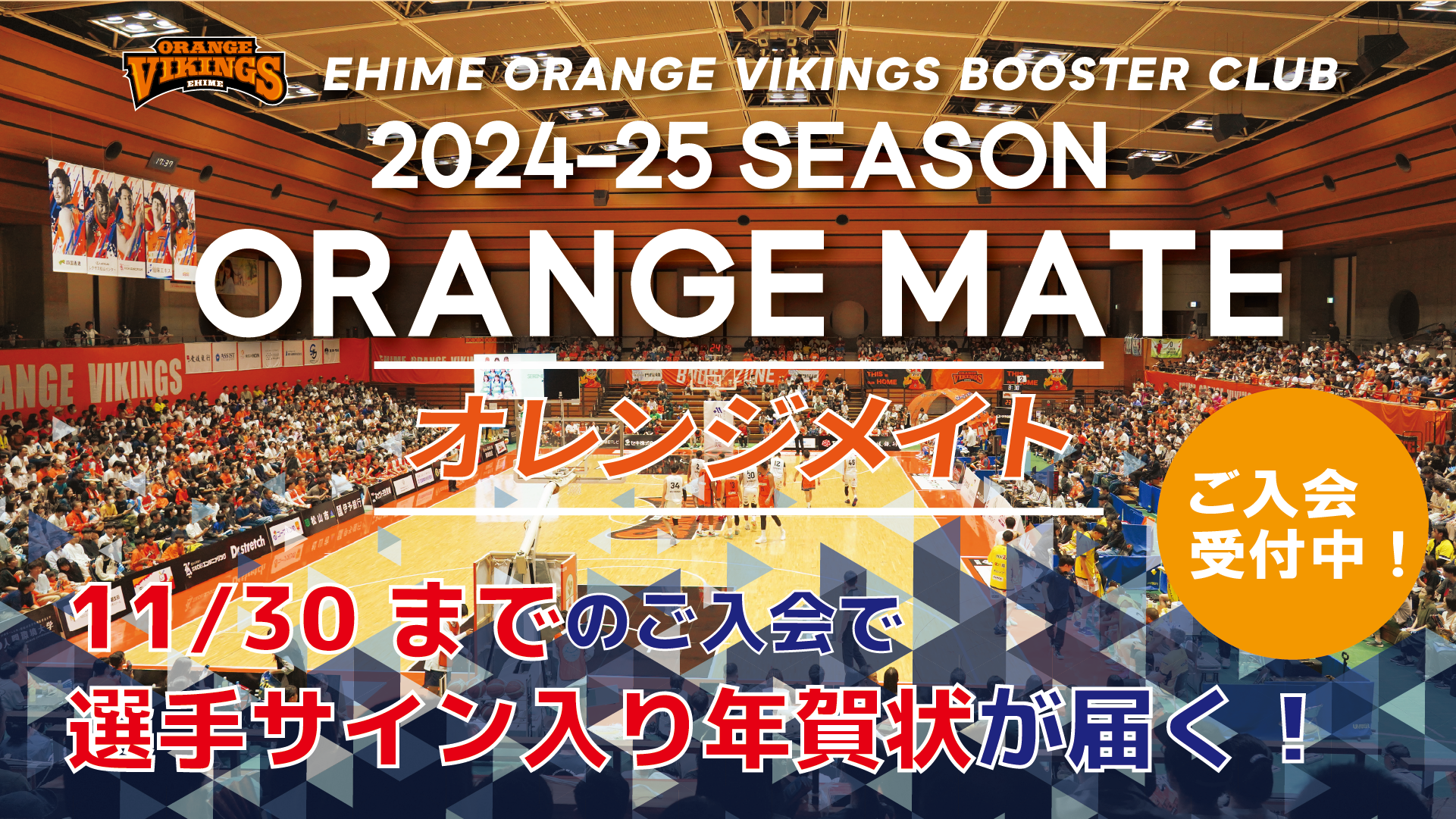 【入会期限：11/30】「ORANGE MATE」選手サイン入り年賀状が届く！ | 愛媛オレンジバイキングス